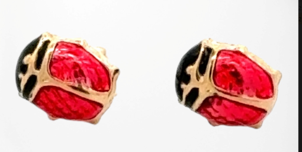 14K Yellow Gold Red Ladybug Earrings | Heartland Pawn & Jewelry