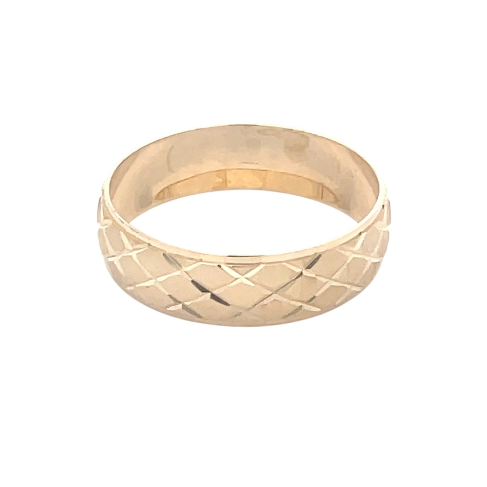 14K Yellow Gold 6mm Diamond Pattern Band | Heartland Pawn & Jewelry